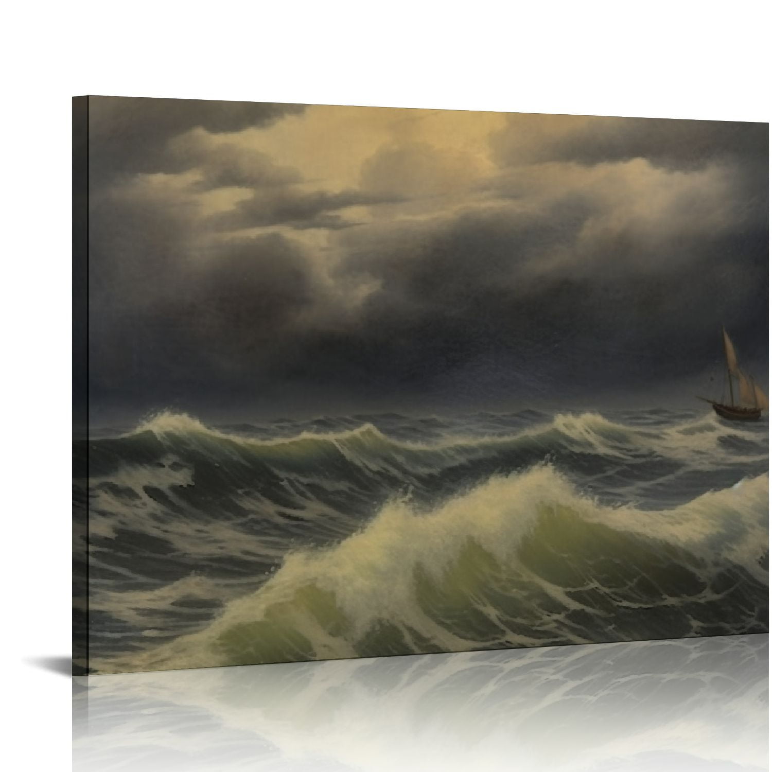 Nawypu Ocean Framed Wall Art, Roaring Sea Wave Living Room Art Decor ...