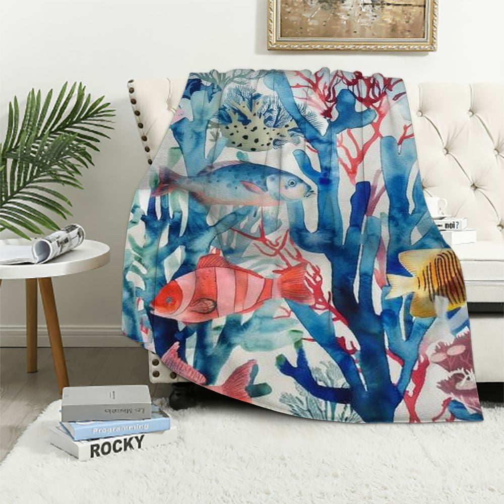 Nawypu Ocean Scene Seamless Print Blanket Ocean Scene Seamless Blanket ...