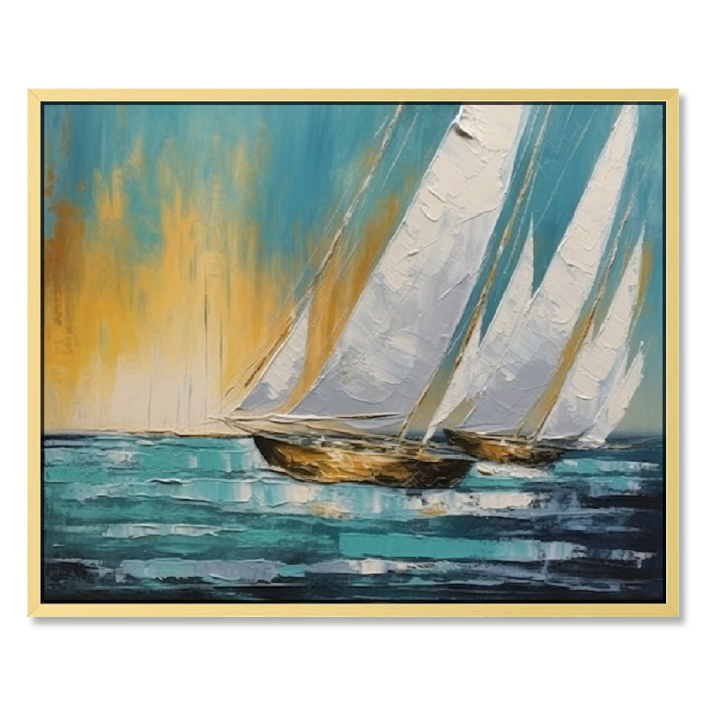 Nawypu Ocean Wall Art Seascape Canvas Abstract Sailboat Nautical ...