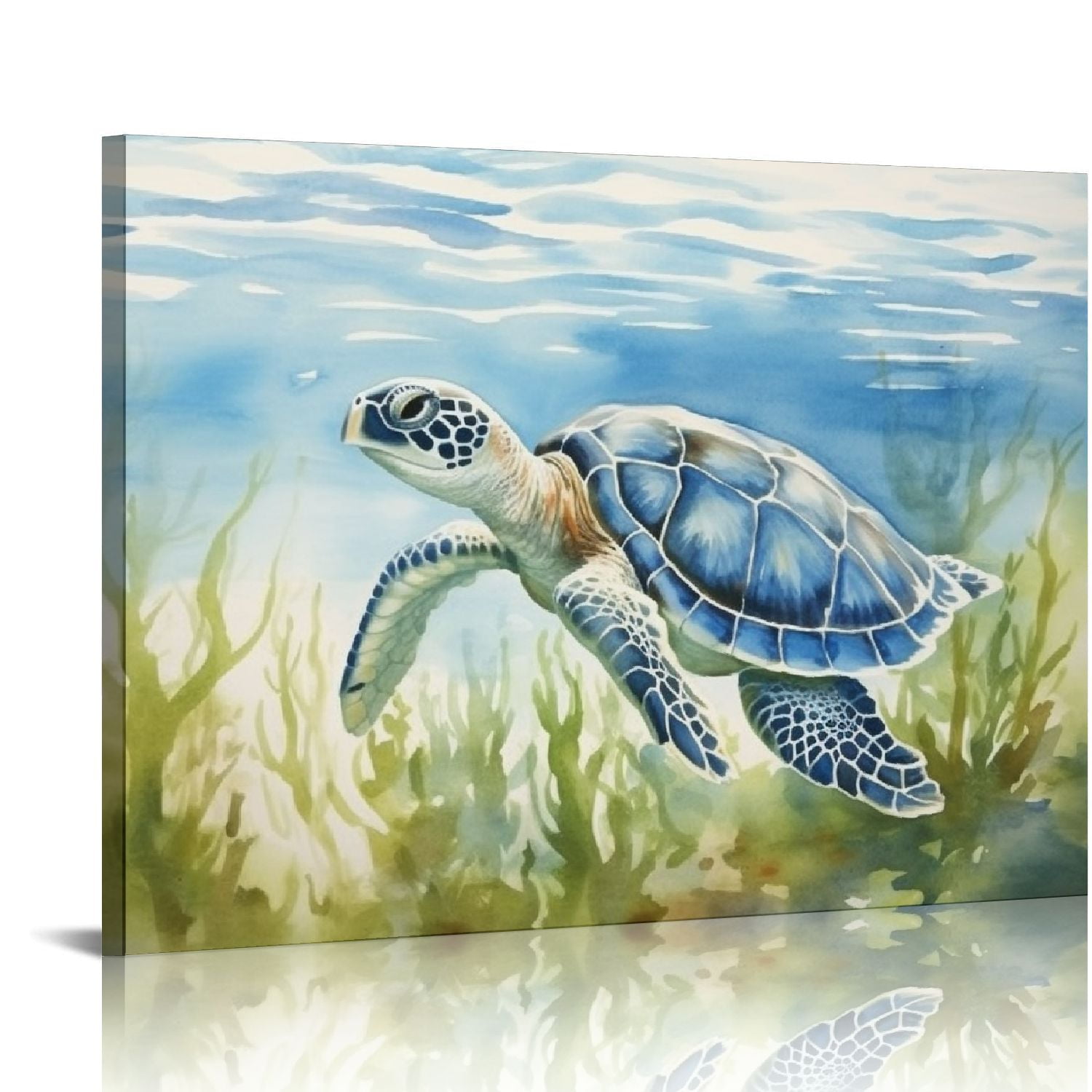 Awypu Ocean Wall Decor Blue Turtle Canvas Art Sea Pictures Coastal ...