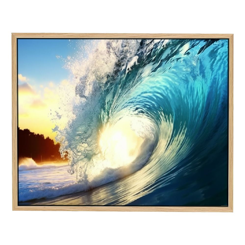 Nawypu Ocean Wave Canvas Picture Print: Sunset Seascape Artwork Rolling ...