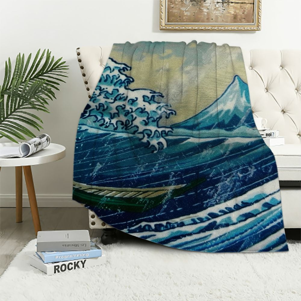 ONETECH Ocean Wave Throws Blankets for Couch Plush Throw Blankets Soft ...