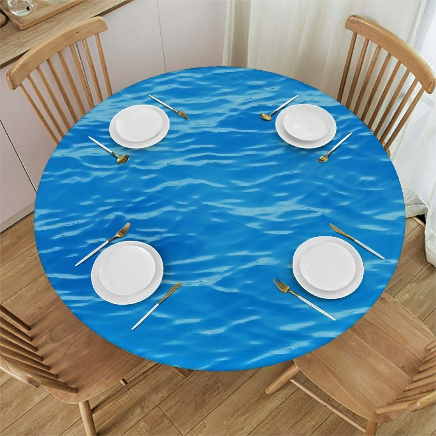 Nawypu Ocean Waves Blue Round Tablecloth 84 Inch Ocean Tablecloth Sea ...