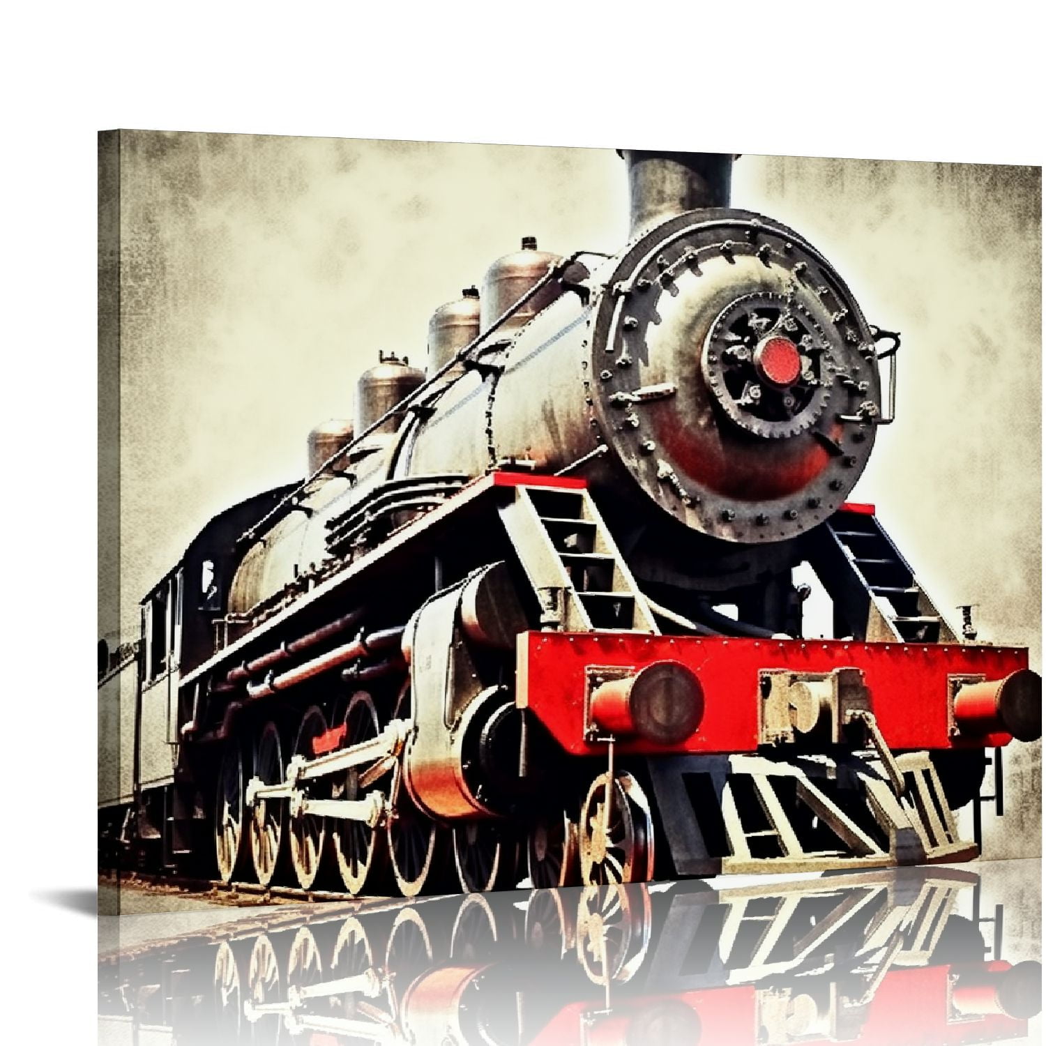 Nawypu Old Train Canvas Wall Art Locomotive Wall Decor Rustic Steam ...