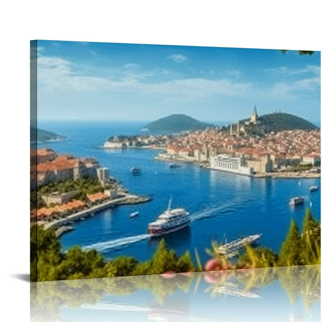 Nawypu Old Window Frame Canvas Print Dubrovnik Croatia Wall Art for ...