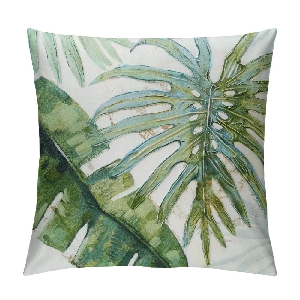 Nawypu Olive Green Tropical Leaf Throw Pillow Covers Decorative ...