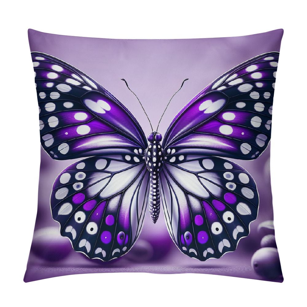 Nawypu One Purple Plum Butterfly Throw Pillow Covers, Square Throw ...