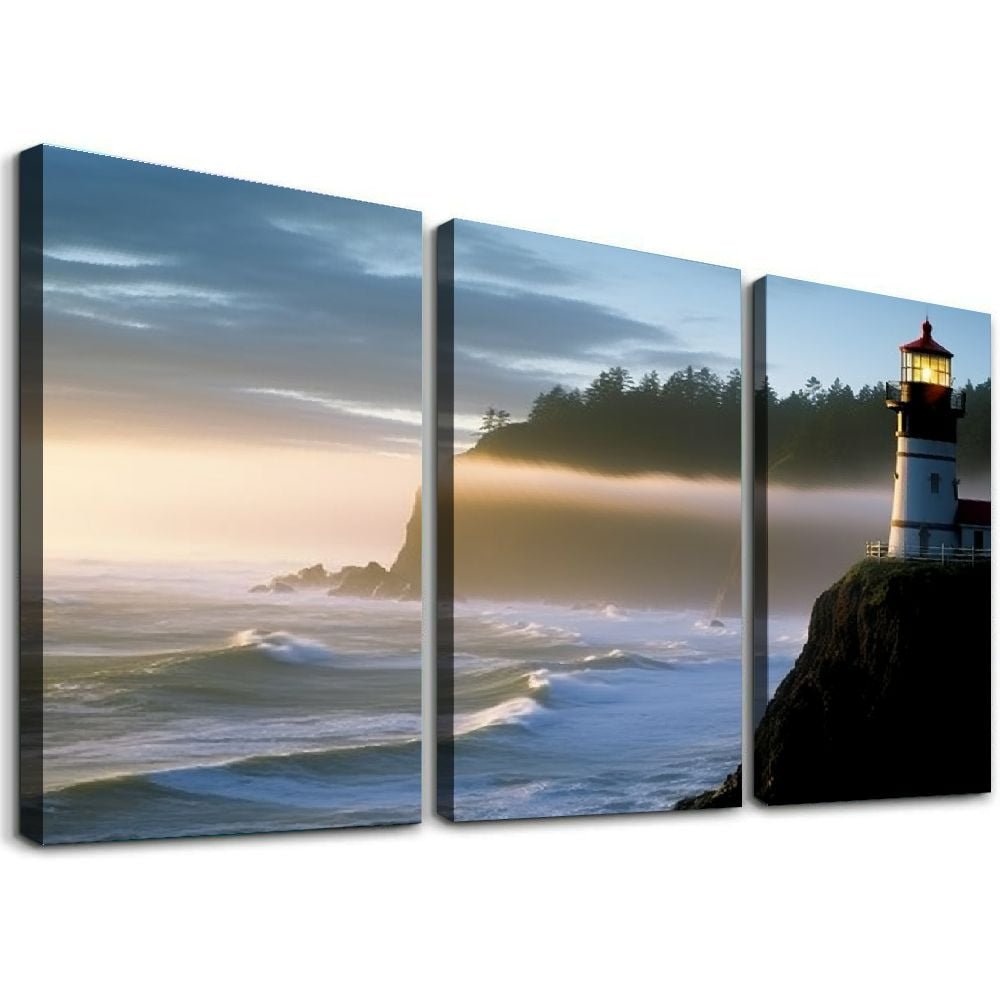 Nawypu Oregon, View Of Heceta Head Lighthouse Canvas Wall Art Print ...