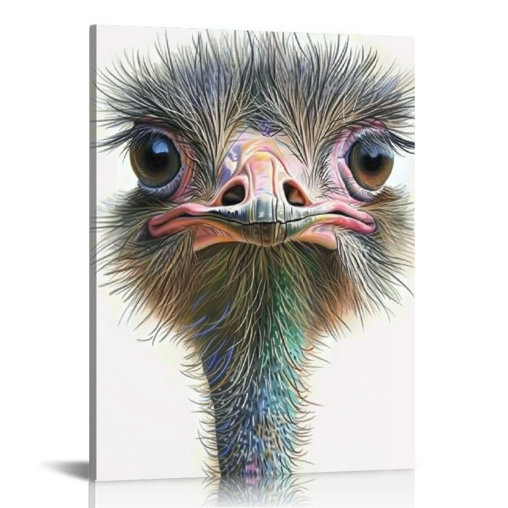 Nawypu Ostrich Canvas Wall Art Watercolor Cute Animal Artwork Bird ...