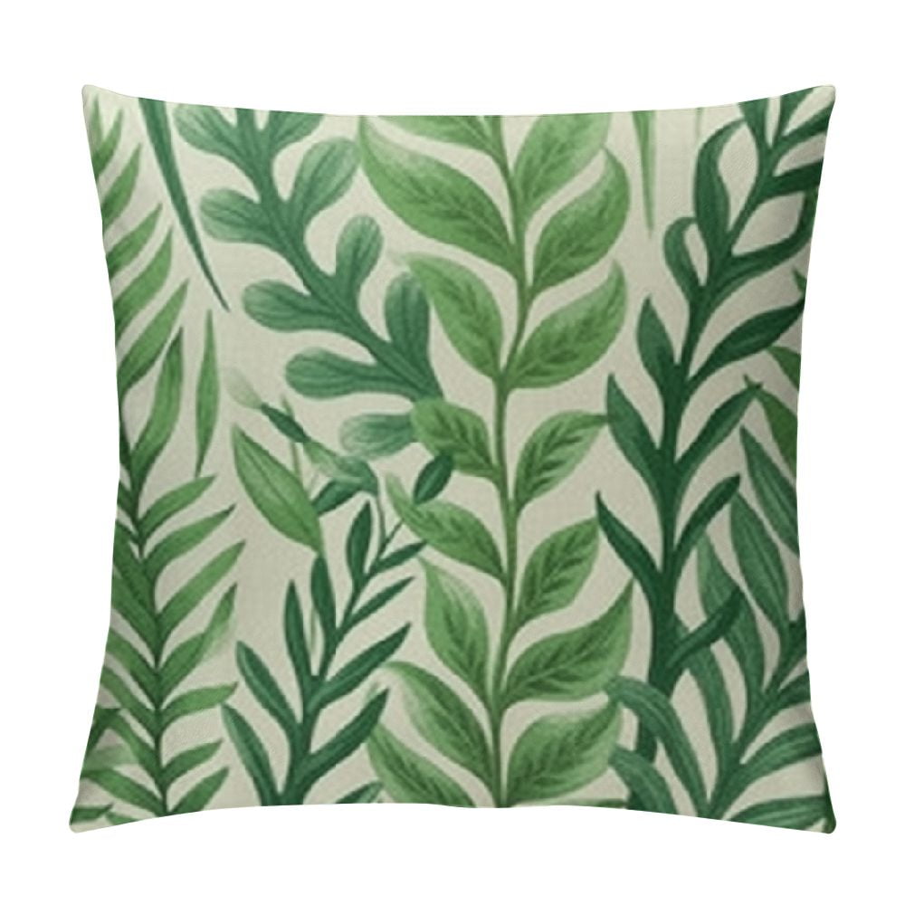 Nawypu Outdoor Green Leaves Plant Throw Pillow Covers Cases Decorative ...