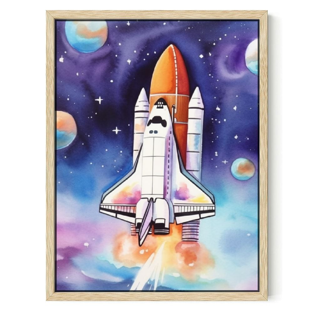 Nawypu Outer Space Canvas Wall Art Watercolor Space Shuttle Canvas ...