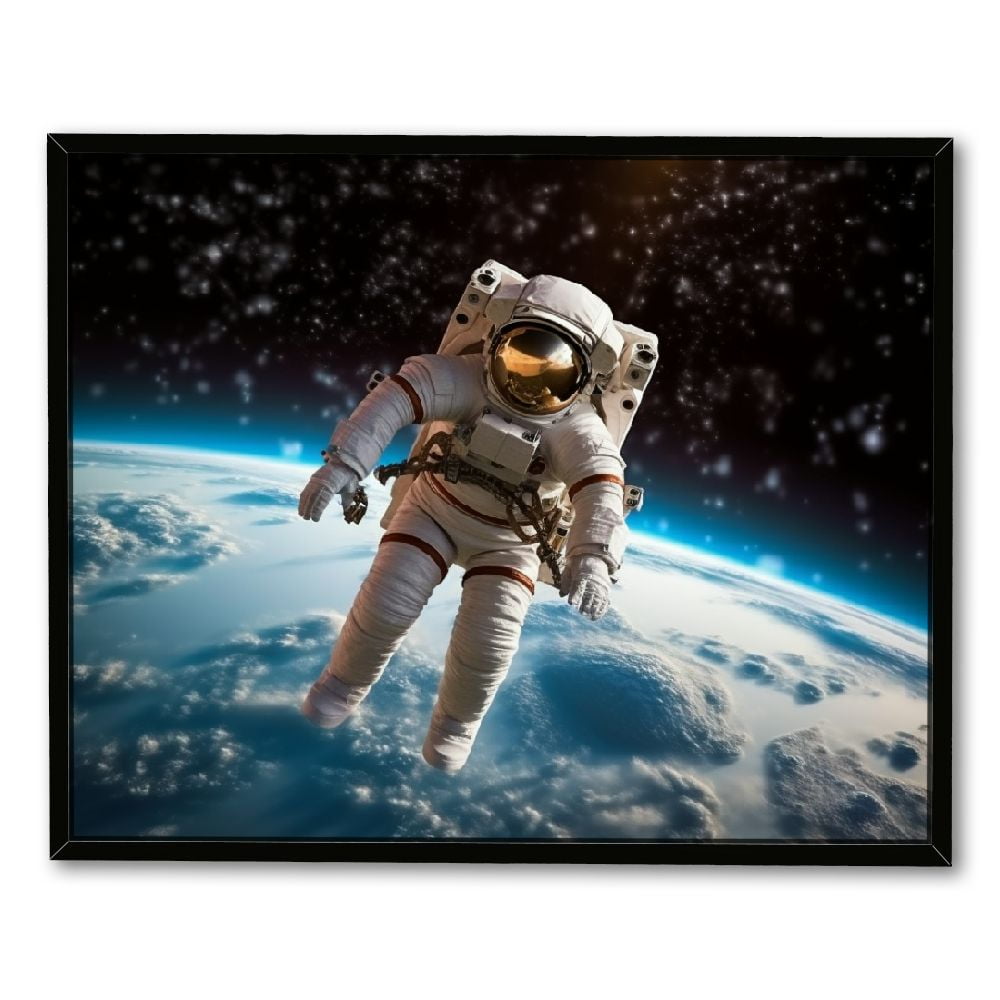 Nawypu Outer Space Wall Art Posters - Framed Astronaut on Earth ...