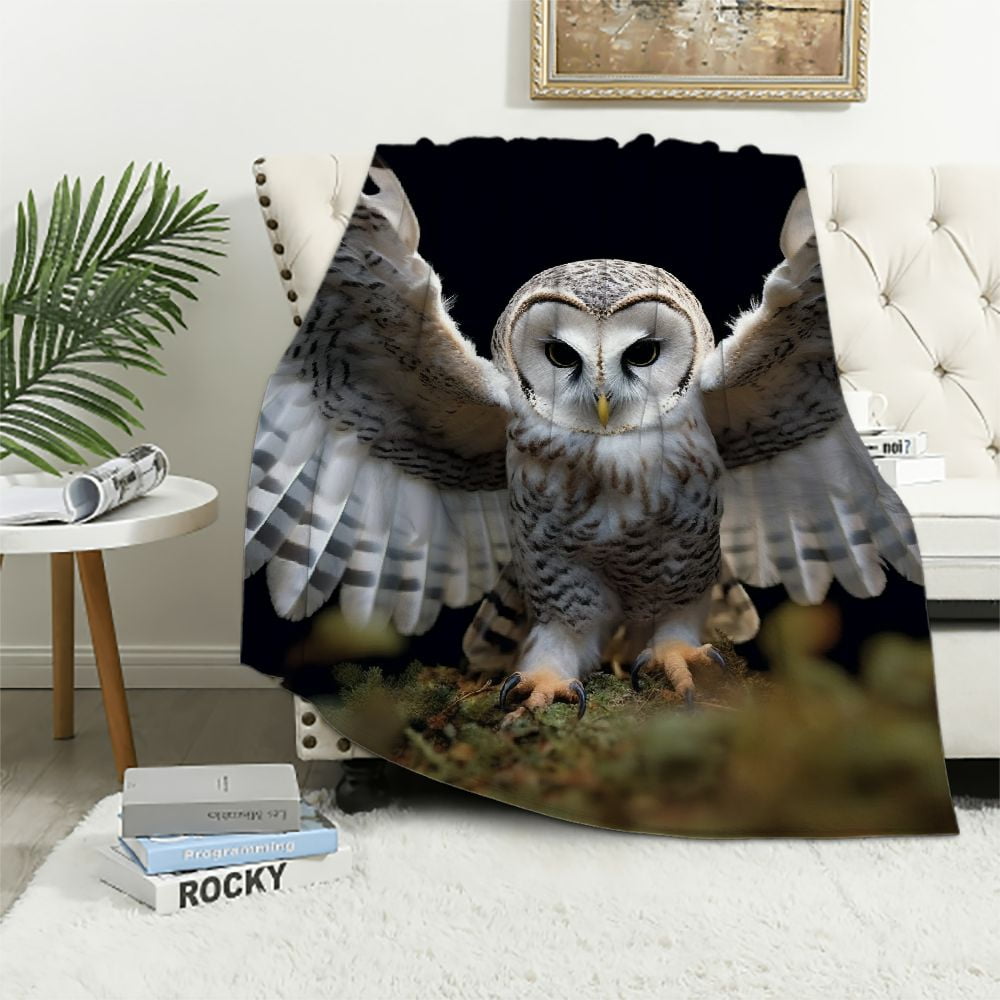 Nawypu Owl Blanket Animal Print Soft Fluffy Throw,Grey - Walmart.com