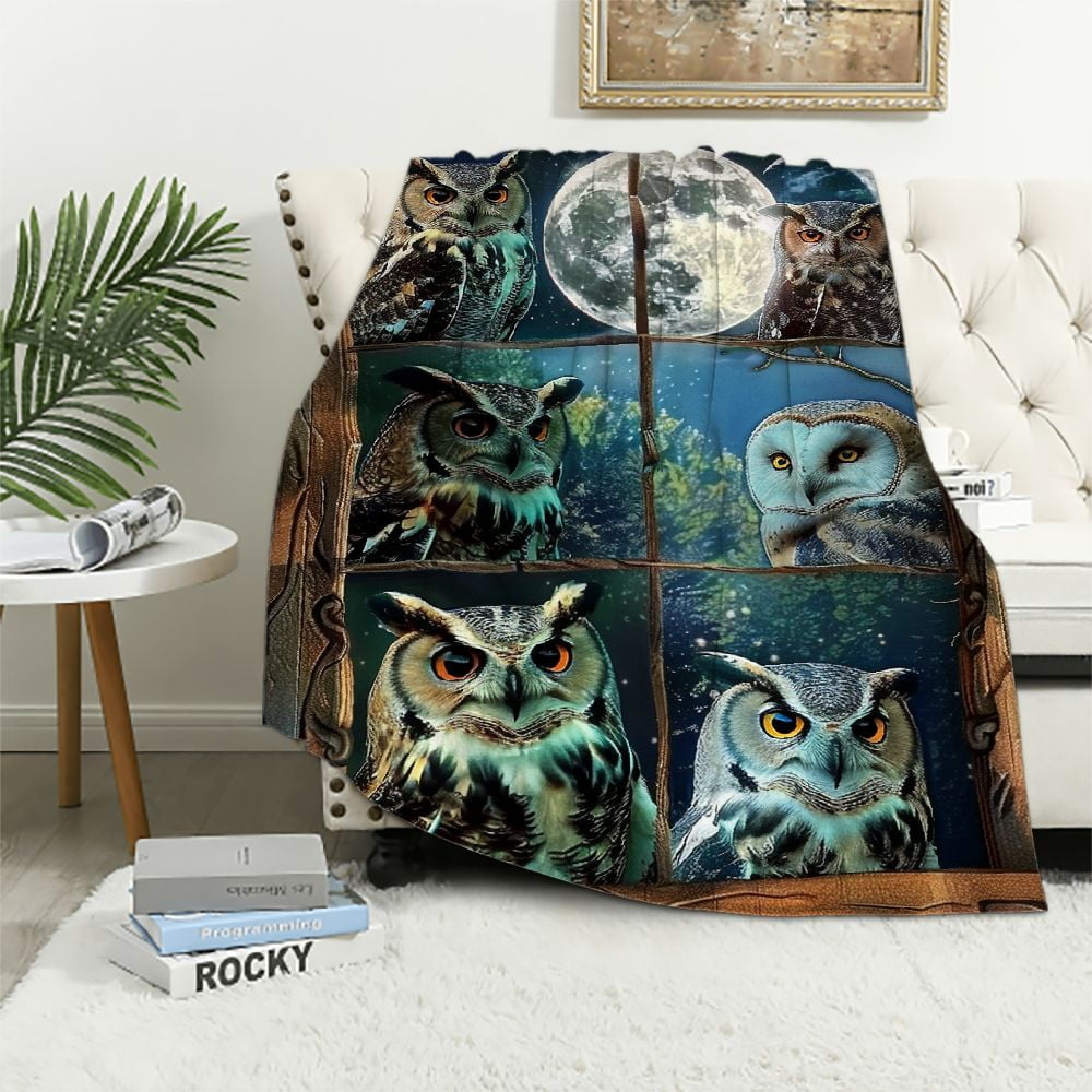 ONETECH Owl Blanket for Owl Lovers Soft Cute Owl Plush Decor Throw ...