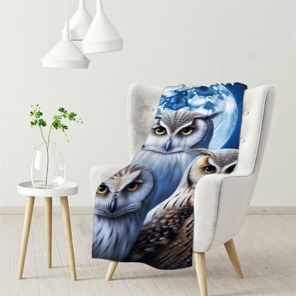 Nawypu Owl Cute Throw Blanket Soft Lightweight Warm Flannel Comfort ...