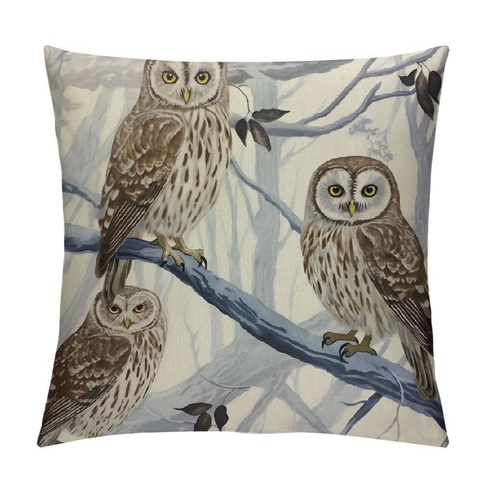 TIAOTIAOHOU Owl Decorative Pillow Covers Bird on Tree Branch Throw ...