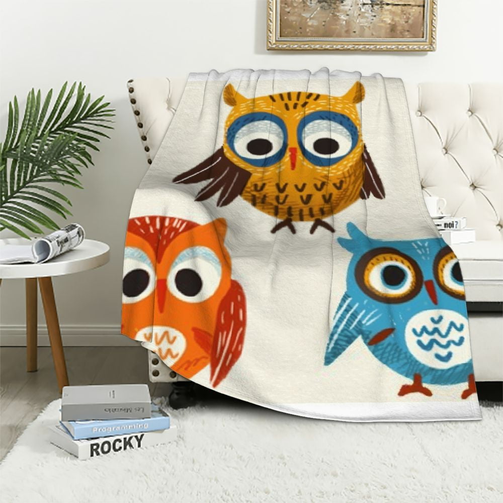ONETECH Owl Throw Blanket, Flannel Cute Owles Themed Stuffed Animal Off ...