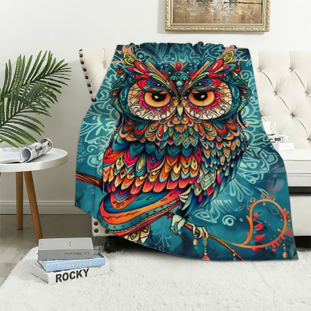 Nawypu Owl Throw Blanket Lightweight Flannel Blankets for Couch Sofa ...