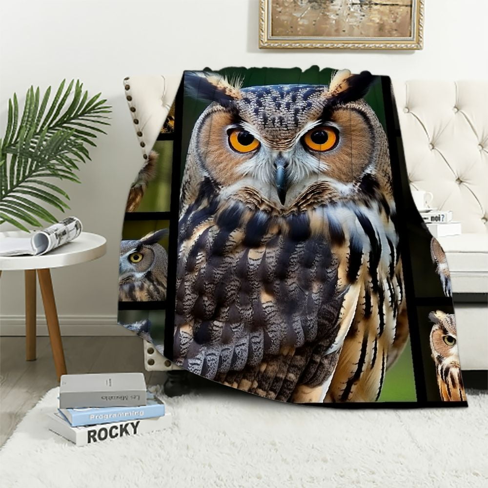 Nawypu Owls Gifts for Women Men, Owl Decor Blanket Owls Print Throw ...
