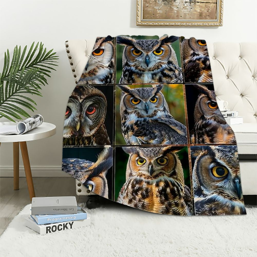 Nawypu Owls Gifts for Women Men, Owl Decor Blanket Owls Print Throw ...