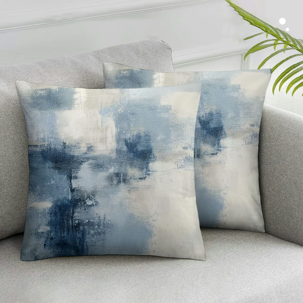 Awypu Pack of 2 Short Plush Throw Pillow Covers Double Sided, Blue ...