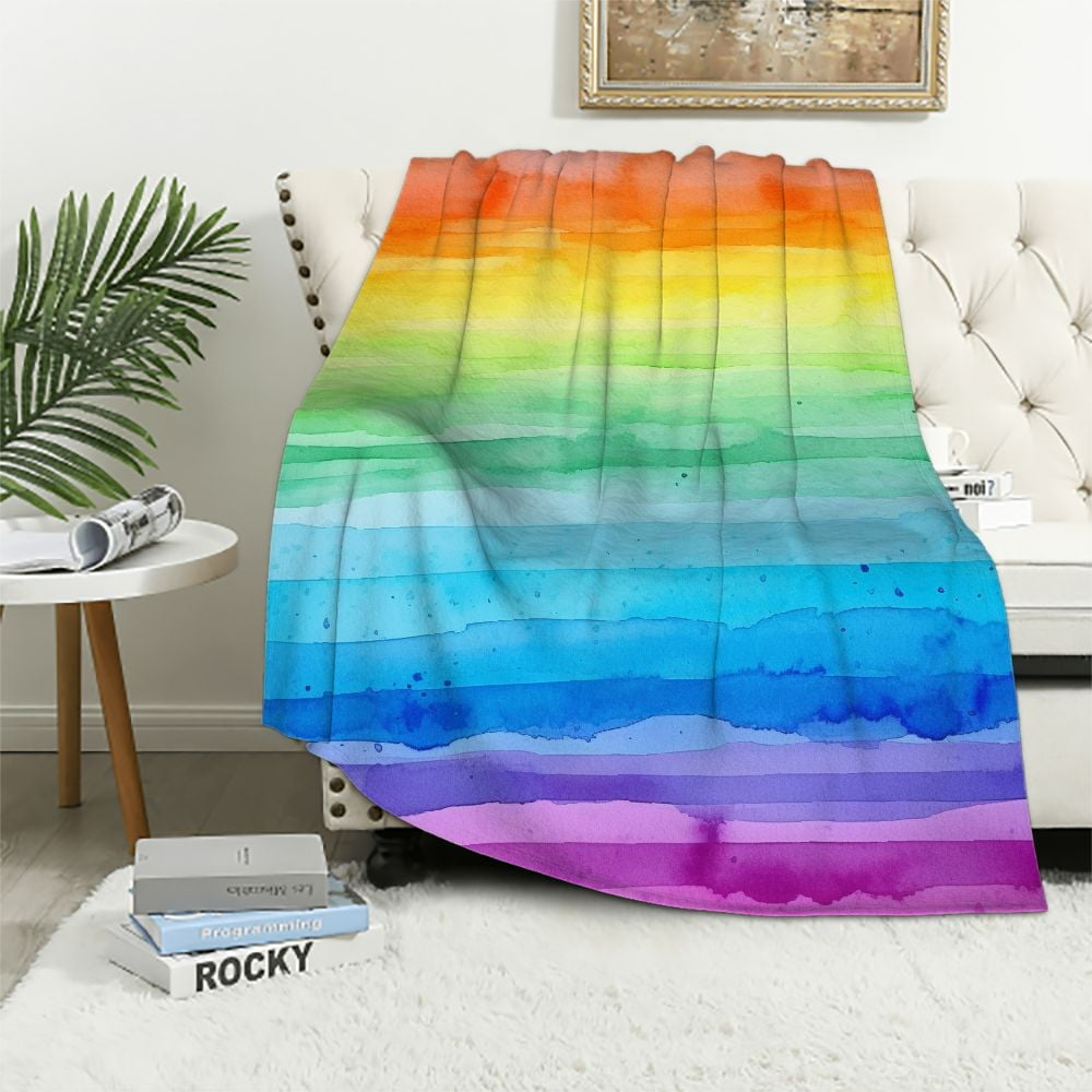 Nawypu Painted Rainbow Pattern Super Soft Throw Blanket for Bed Couch ...
