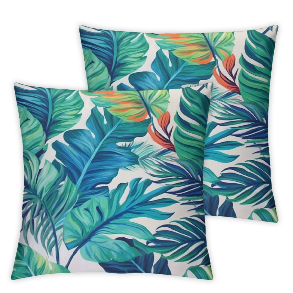Nawypu Palm Leaves Bed Pillow Covers Tropical Beach Turquoise Green