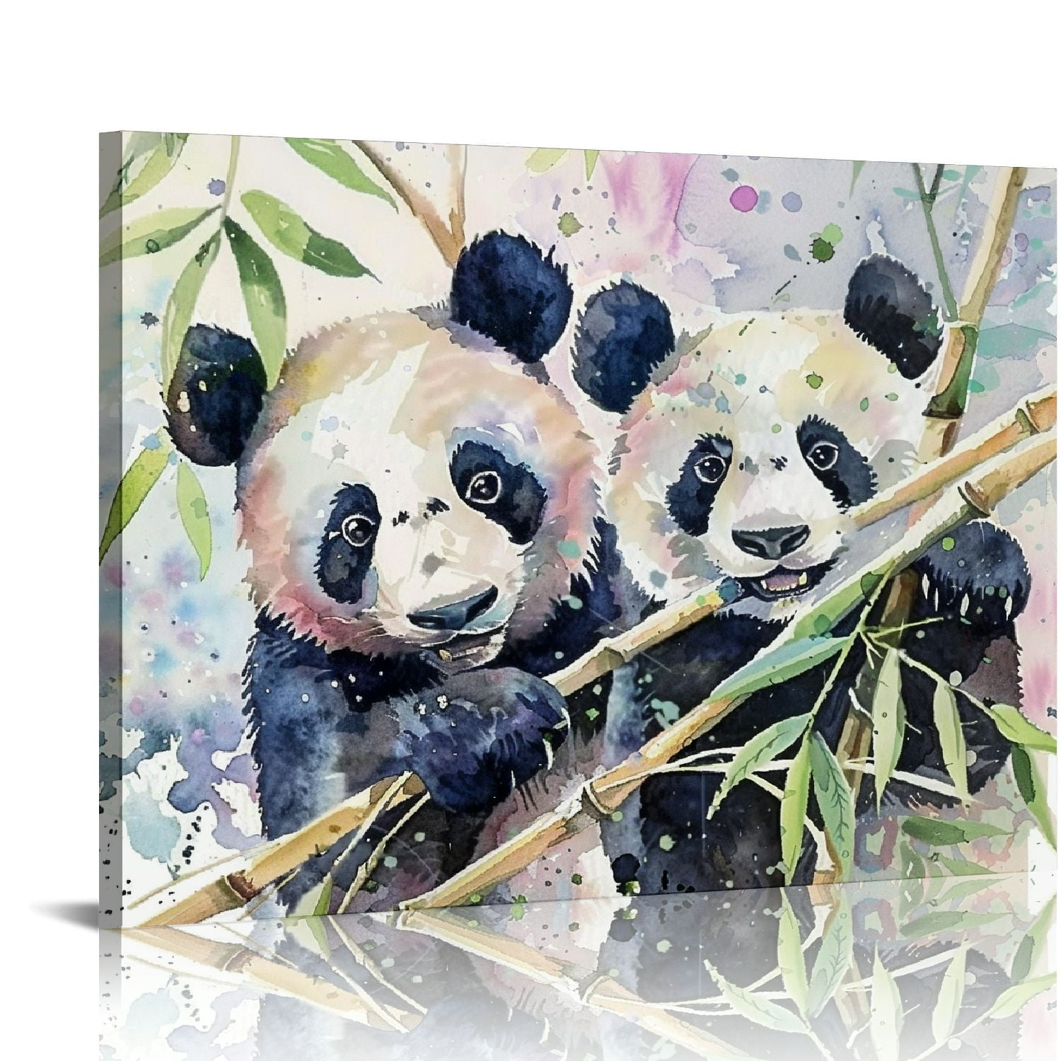 Nawypu Panda Canvas Print Wall Art Colorful Paintings Cute Mom Panda ...