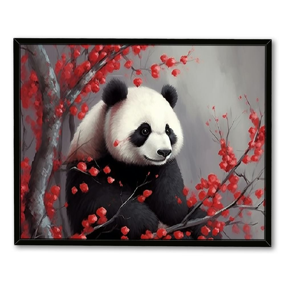 Nawypu Panda Canvas Wall Art Panda Picture Prints with Flower Cute ...