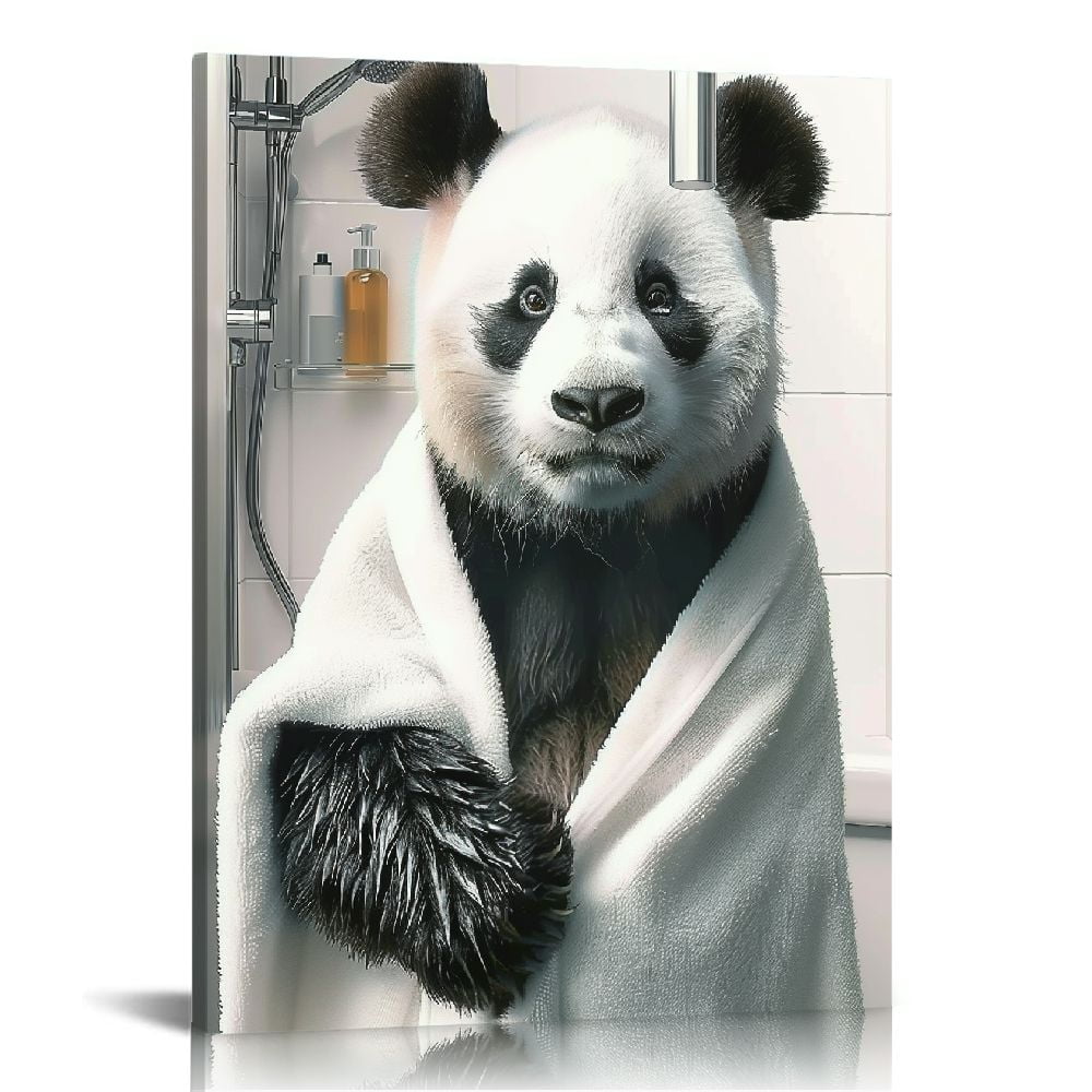 Nawypu Panda Canvas Wall Art for Bathroom Decor Black and White Funny ...