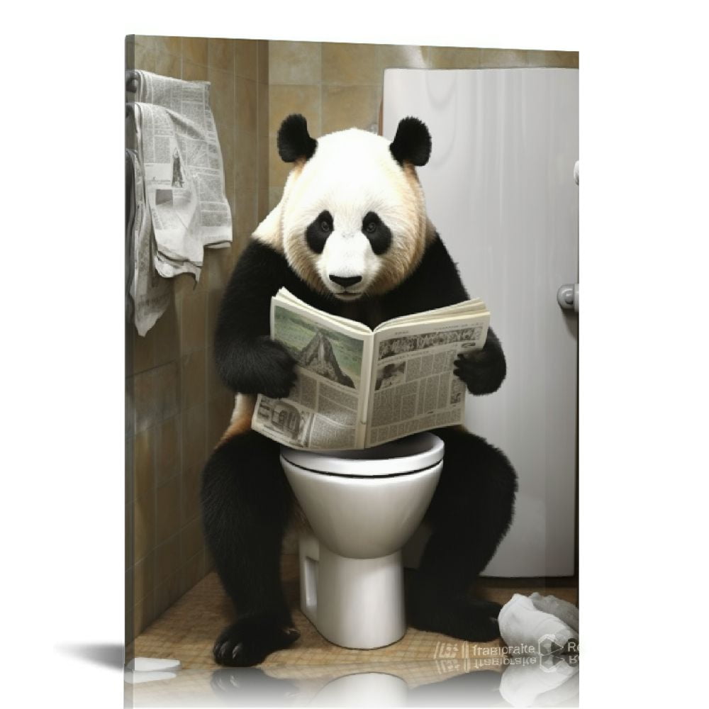 Nawypu Panda Poster Canvas Wall Art for Bathroom, Funny Graffiti ...