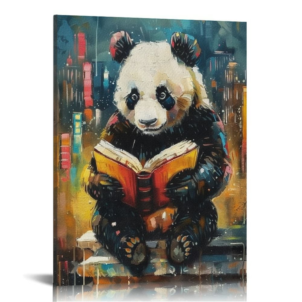 Nawypu Panda Reading Book, Kids Decor, Modern Decor, Animal Decor ...