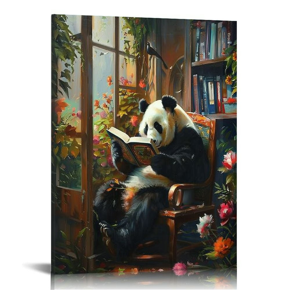 Nawypu Panda Reading Book, Kids Decor, Modern Decor, Animal Decor ...