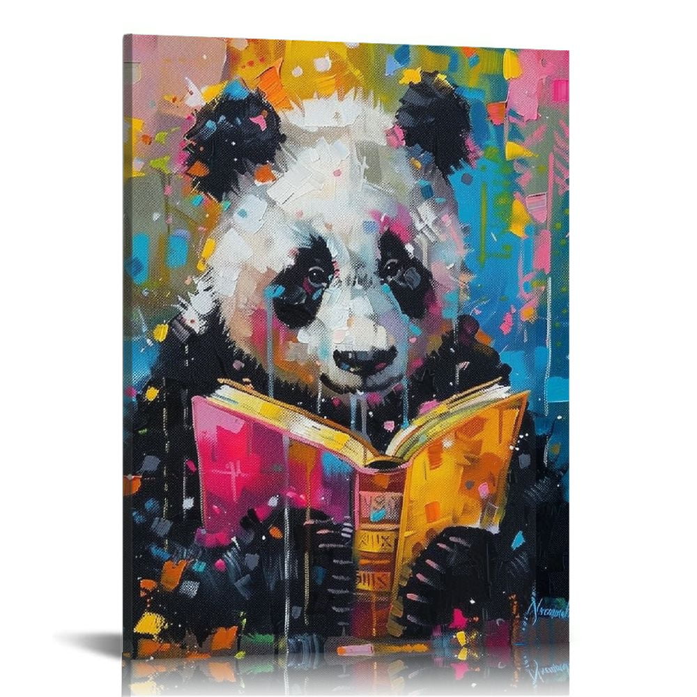 Nawypu Panda Reading Book, Kids Decor, Modern Decor, Animal Decor ...