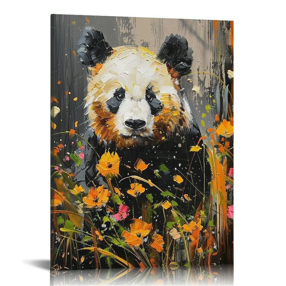 Nawypu Panda Wall Art Canvas Print, Home Decor Colorful Animal Wall ...