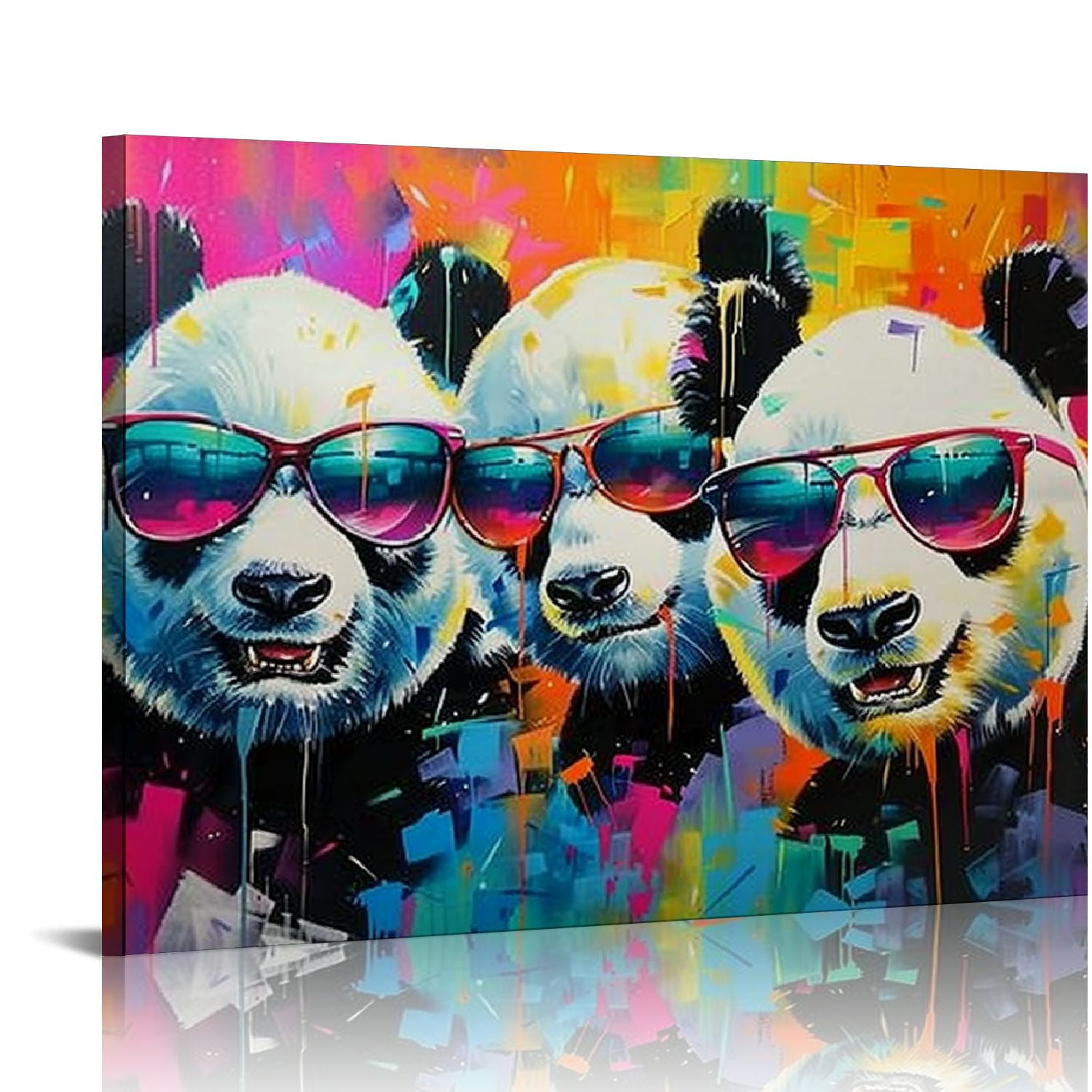 Nawypu Panda Wall Art,Graffiti Cute Pandas Canvas Print Wall Decor ...