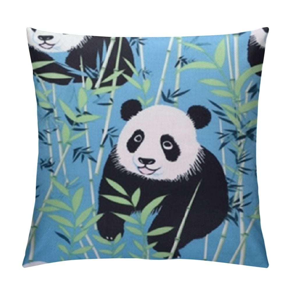 Nawypu Pandas Bamboo Throw Pillow Covers Spring Decorative Pillow Cover ...
