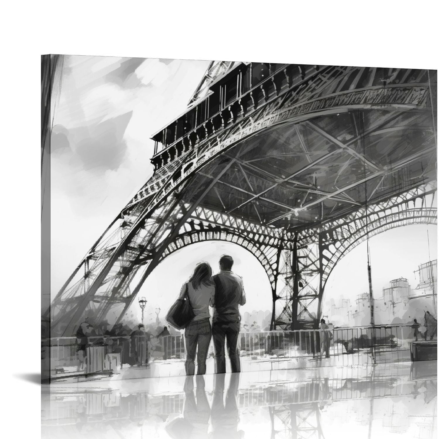 Nawypu Paris Eiffel Tower Wall Decor for Bedroom Canvas Wall Art Pink ...