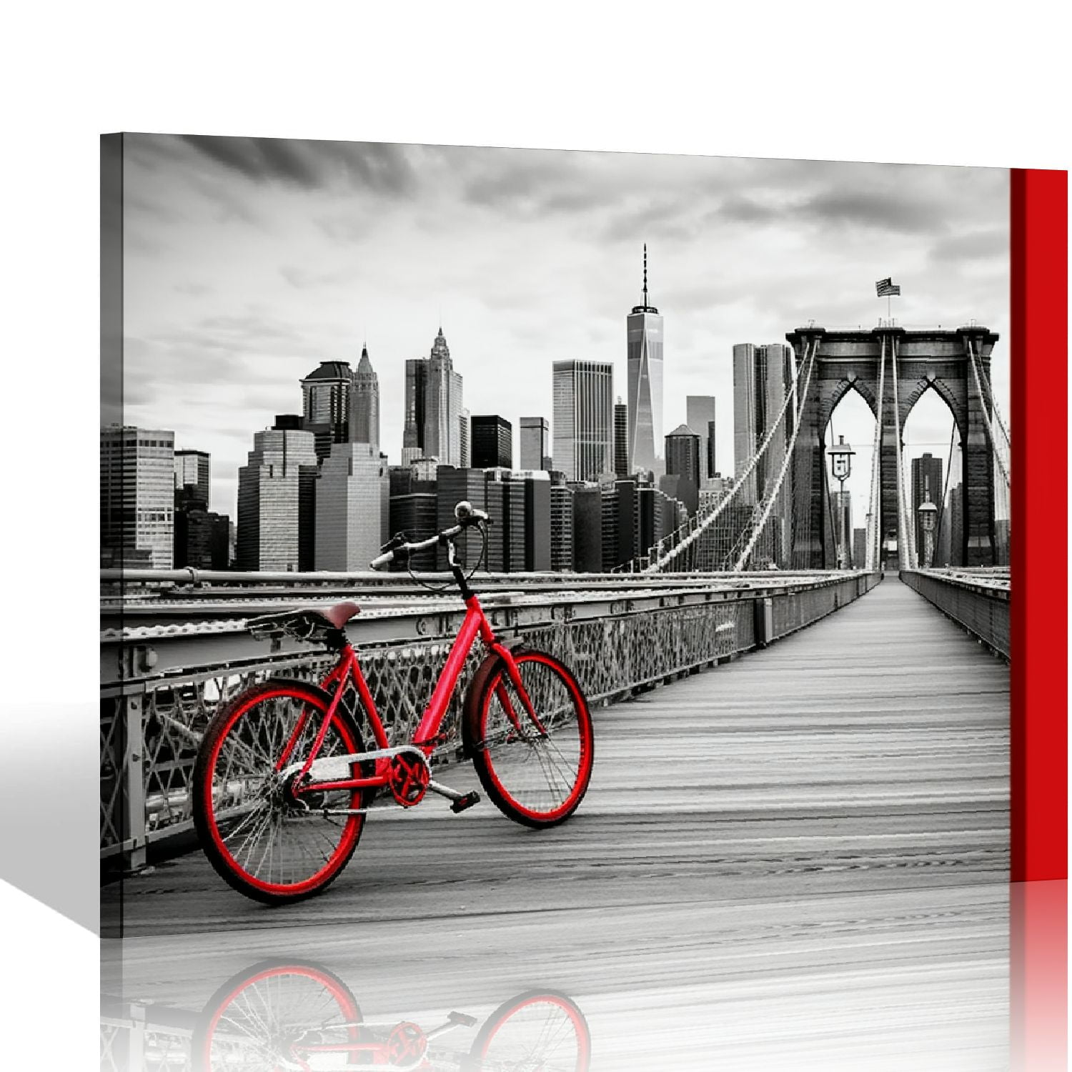 Nawypu Paris Wall Art Bathroom Decor Cityscape Pictures Bedroom Red and ...