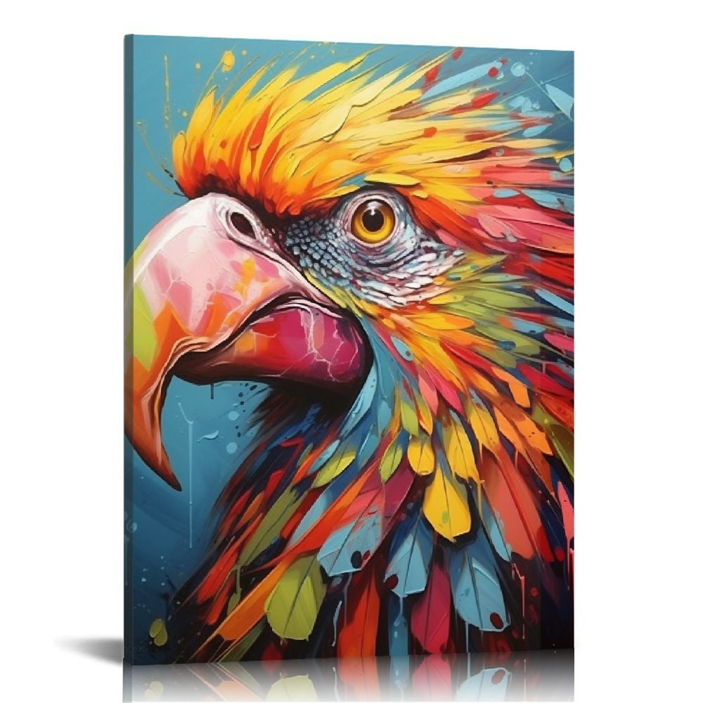 Nawypu Parrot Canvas Art Abstract Parrot Wall Decor Painting Colorful ...