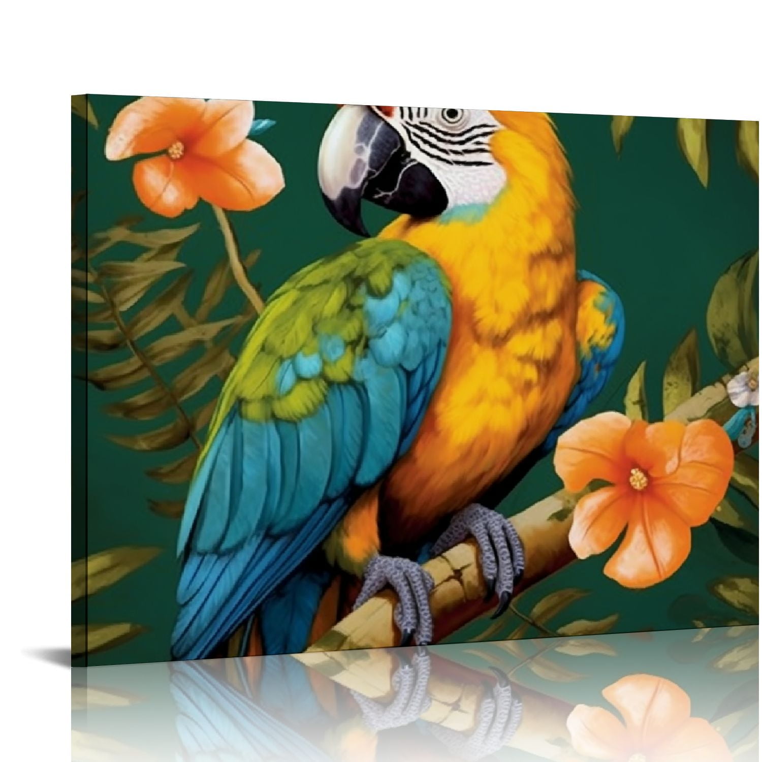 Nawypu Parrot Canvas Wall Art Tropical Birds Paintings Green Parrot ...
