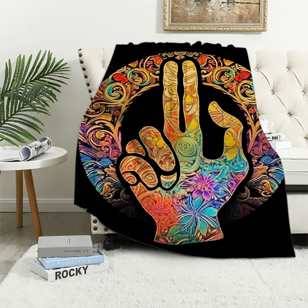 Nawypu Peace Sign Blanket Hippie Gifts for Dad Women Kids Girls ...