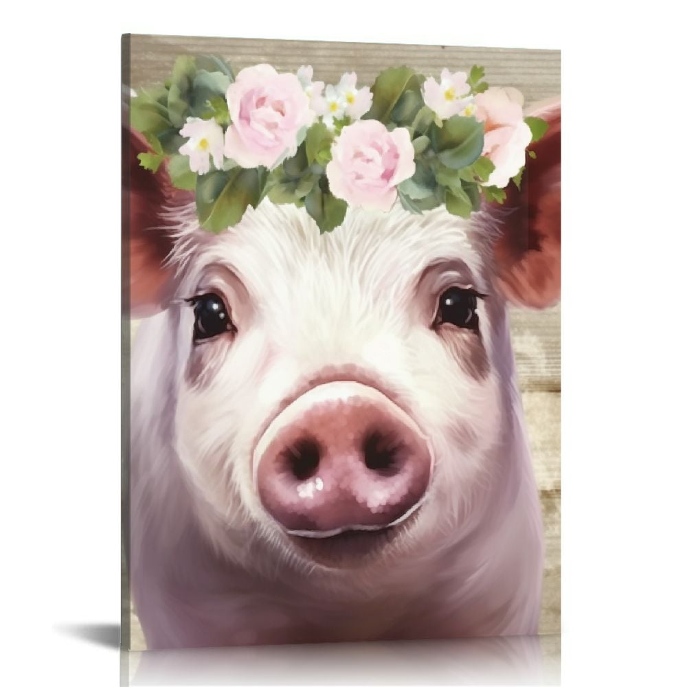 Nawypu Peek a Boo Sweet Piglet Canvas Wall Decor for Living Room ...