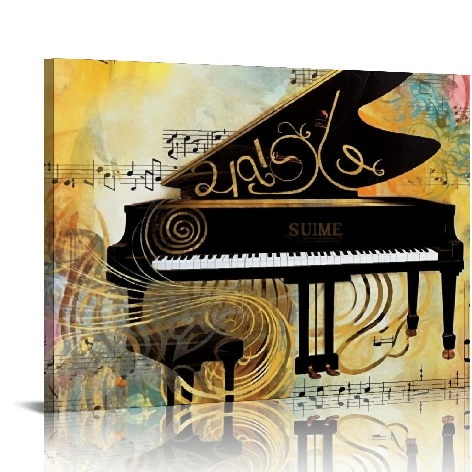 Nawypu Piano Wall Art Canvas Gold Musical Notes Painting Picture Music ...