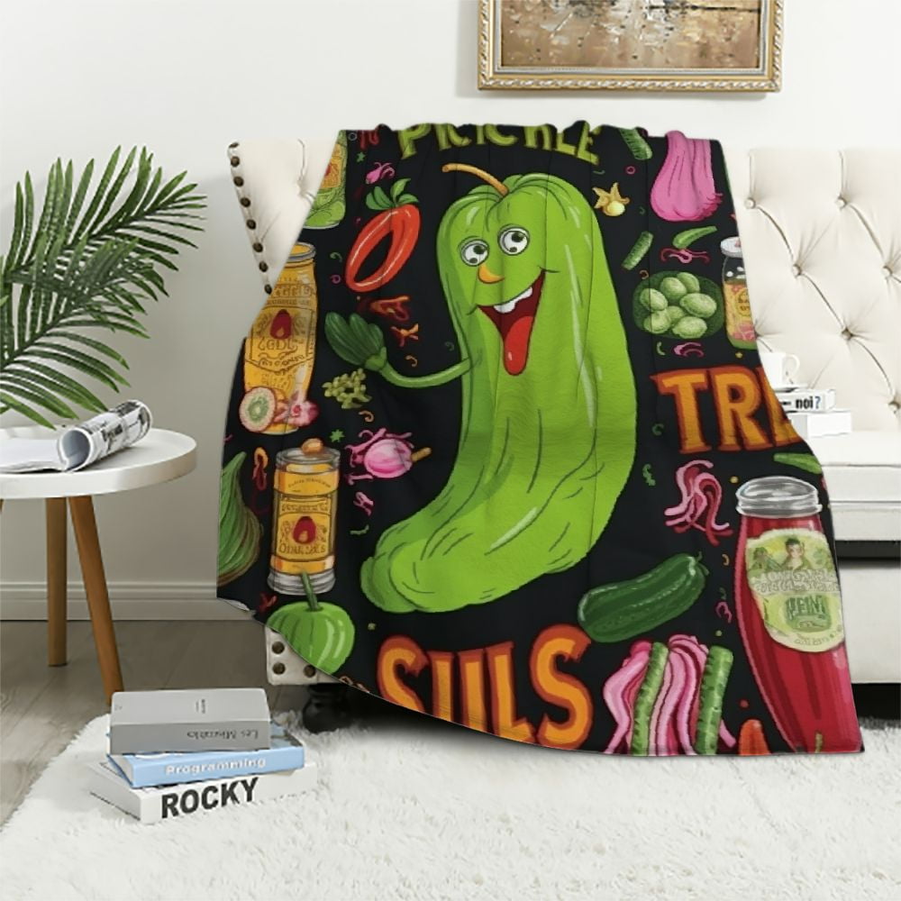 Nawypu Pickle Blanket Just A Girl Who Loves Pickles Throw Blankets Cozy ...
