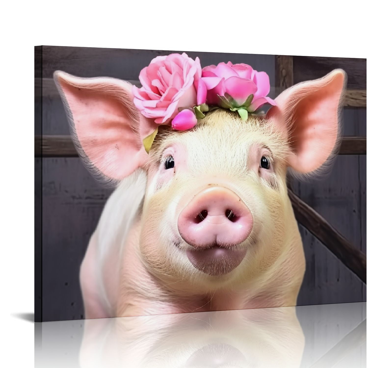 Nawypu Pig Art Pig with Flower Crown Poster Decorative Painting Cute ...