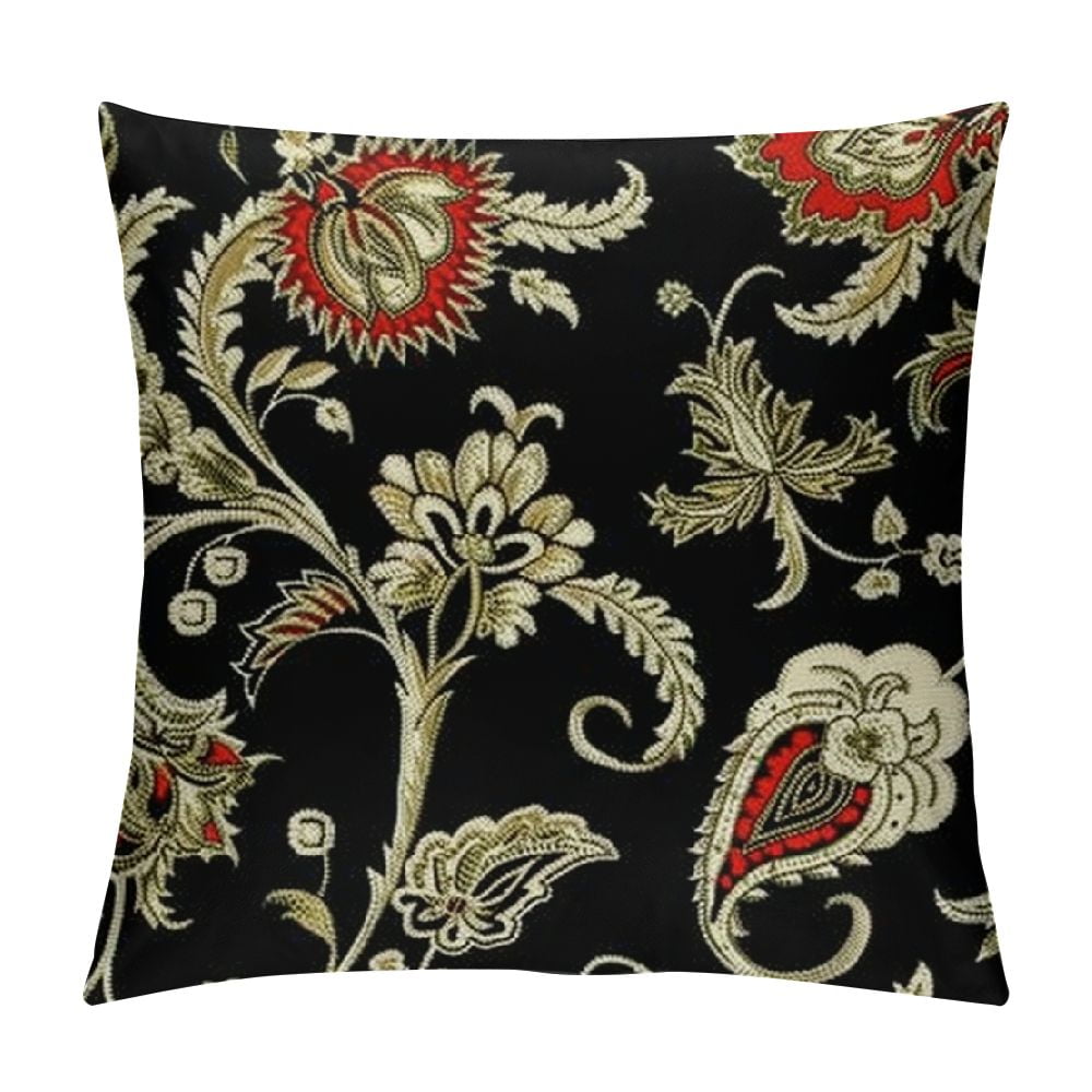 Nawypu Pillow Case Arabian Red India Paisley Flower Pattern Yellow ...
