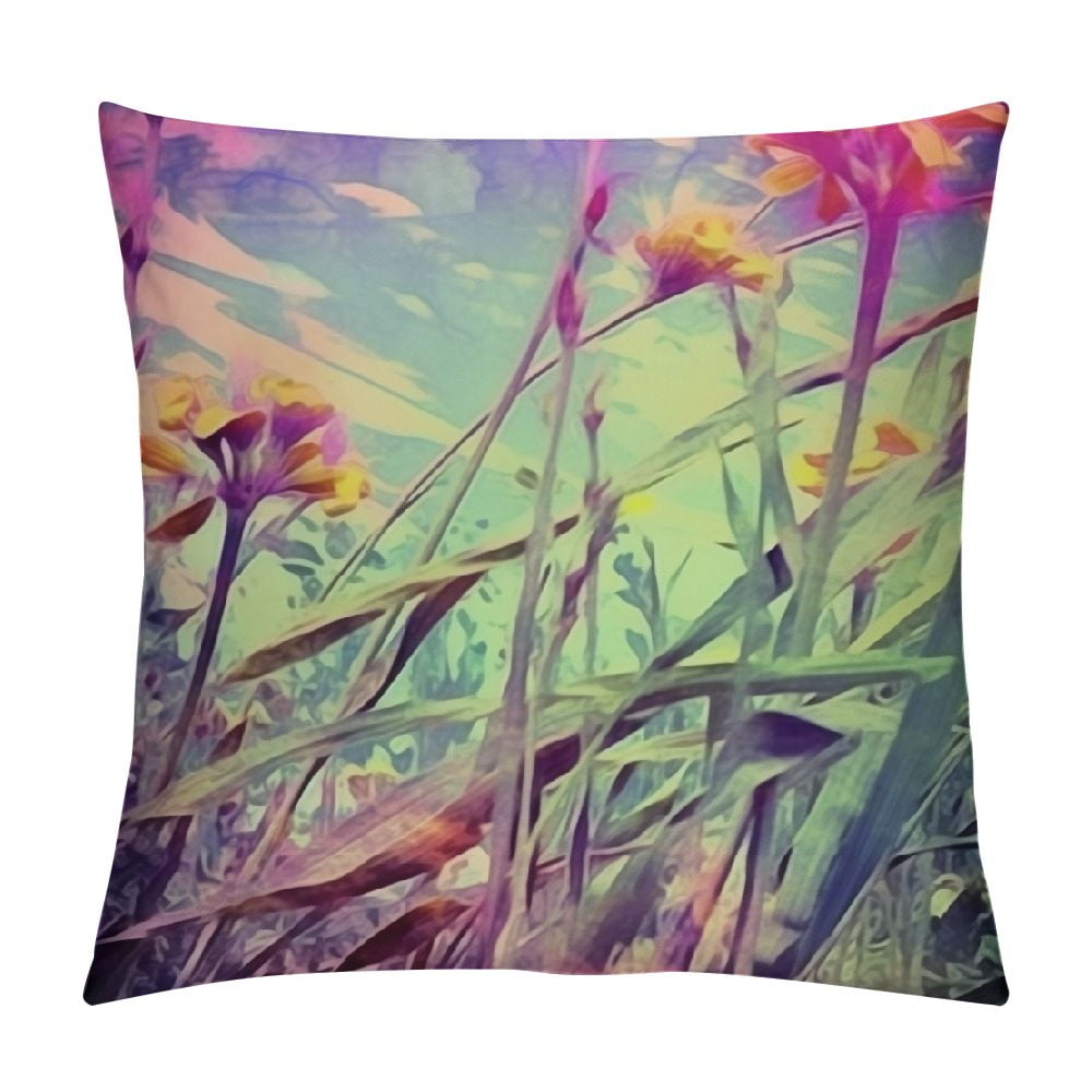 Nawypu Pillow Case Watercolor Floral Abstract Art Painting,Cushion ...
