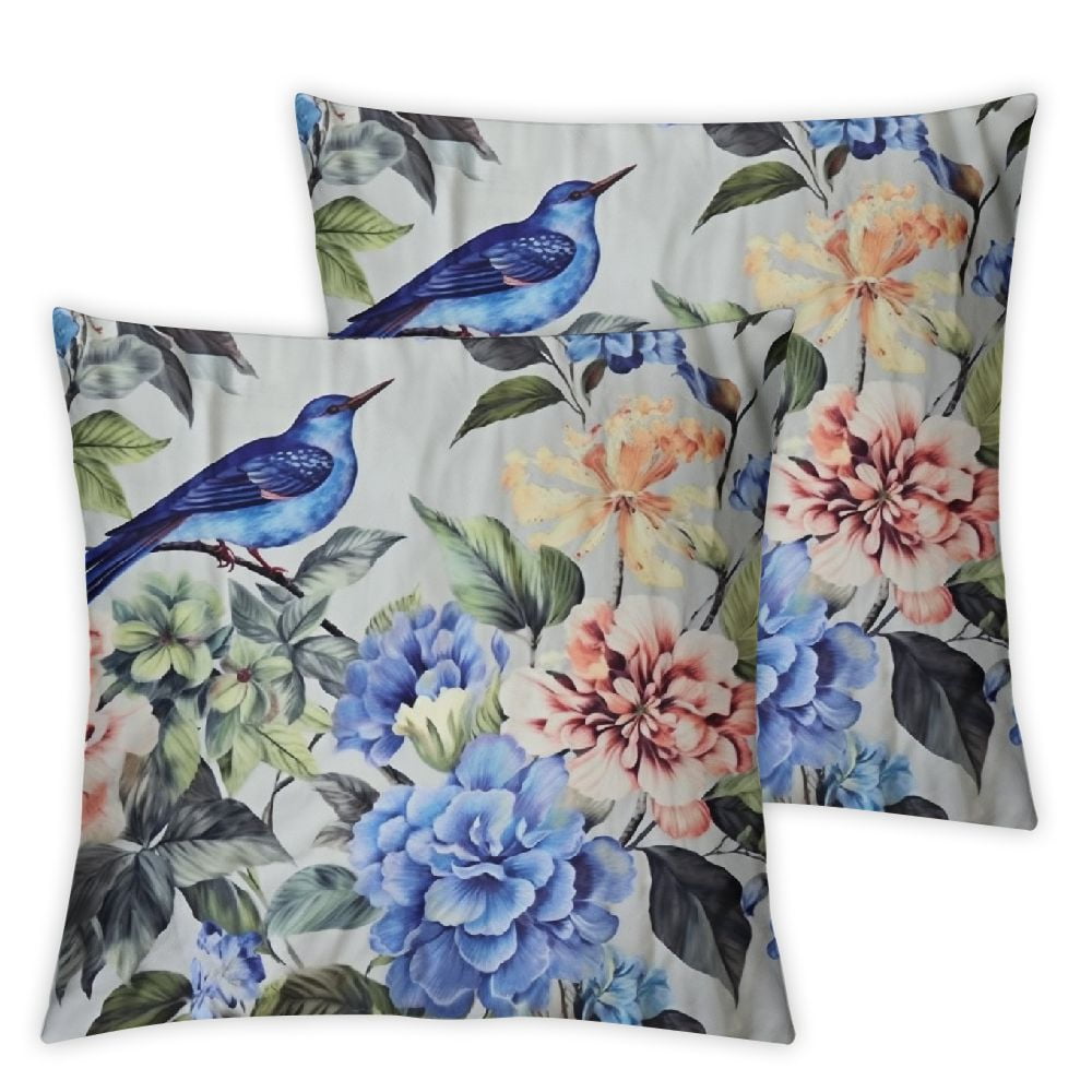 Nawypu Pillow Covers Colorful Watercolor Blue Hydrangea Hibiscus Iris ...
