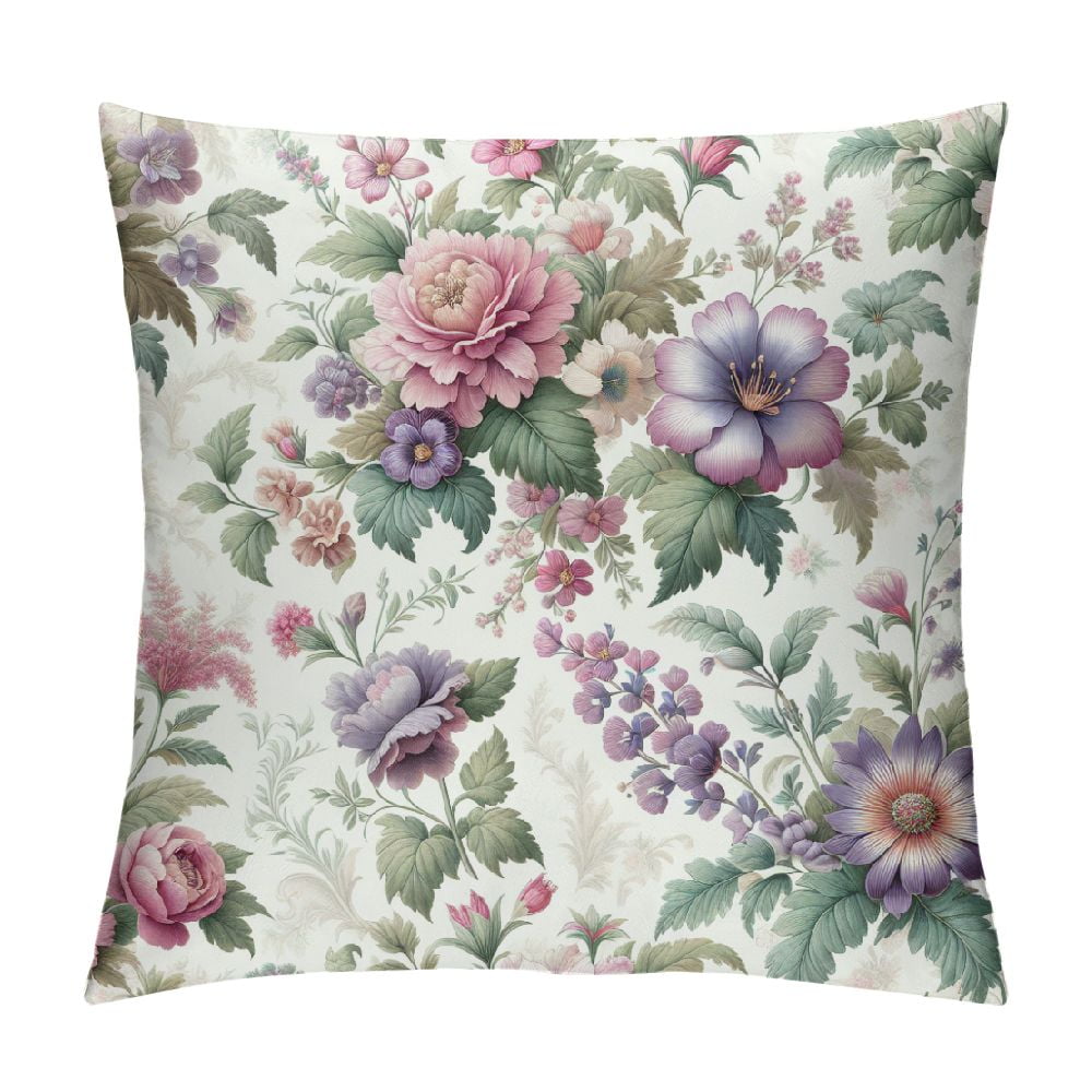 Nawypu Pillow Covers Pink Cosmos Flowers Butterfly Home Sweet Home ...